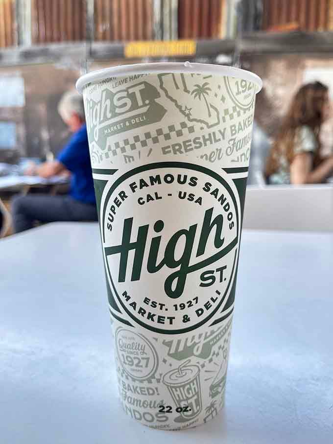 Branded cups prove that even beverages here get the quality treatment they deserve from start to finish.