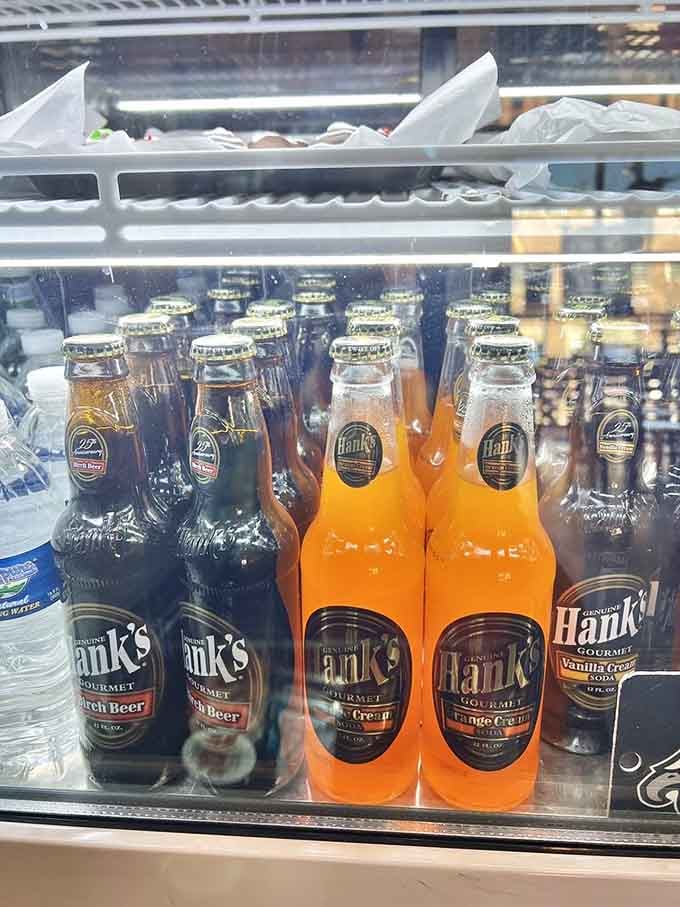 Drinks include Hank's sodas, the perfect sweet companion to your savory sandwich adventure today.