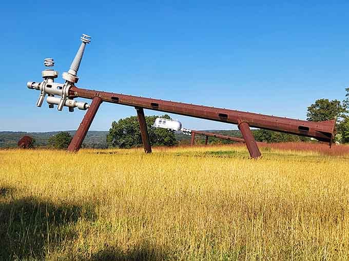 The Airstream takes flight on industrial arms&mdash;your childhood dreams of flying campers finally realized in metal.