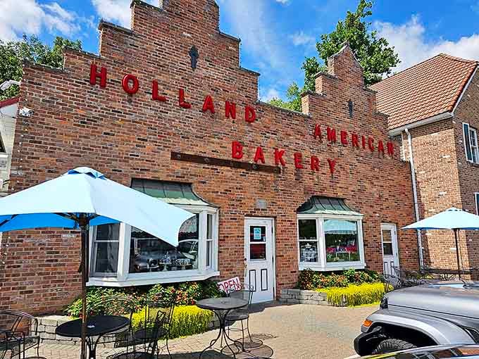 Even the outdoor seating area maintains that charming Dutch village vibe that makes everything taste better somehow.