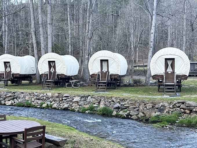 These canvas-topped beauties line up beside a babbling creek, creating the most picturesque campsite you'll never have to leave.