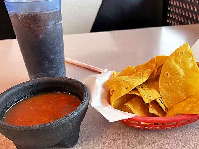 Fresh tortilla chips and house salsa start every meal right, the opening act that never disappoints.