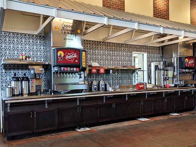 Self-serve drinks mean you can refill as often as needed to wash down all that delicious barbecue.