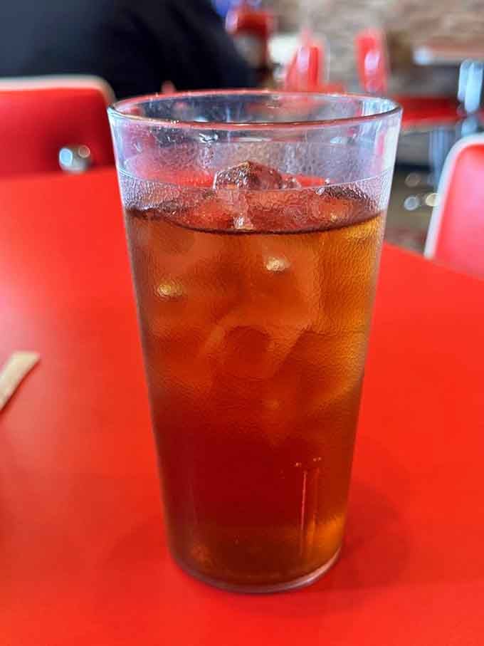 Sometimes the perfect complement to a great burger is simply a cold glass of iced tea, no fuss required.