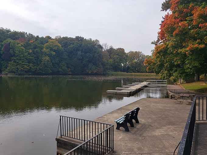 That bench overlooking the water practically begs you to sit, contemplate life, and forget your phone exists.