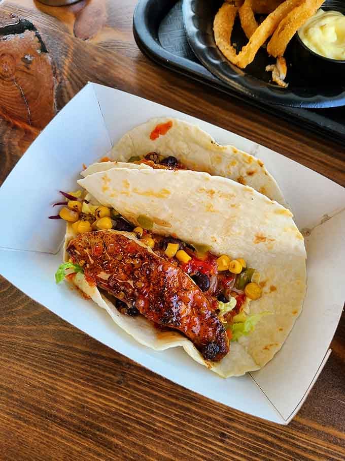 Blackened mahi mahi tacos that bring tropical vibes to the shores of Lake Erie somehow.