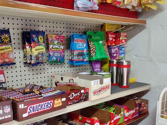 A candy selection that would make Willy Wonka jealous, right next to the Snickers and practical road trip essentials.