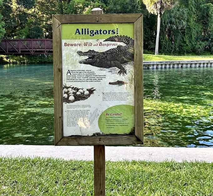 Florida's most polite warning sign. The gators were here first, so let's all play nice and use common sense.