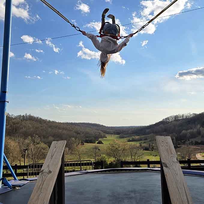 The bungee trampoline lets you defy gravity with the hills as your backdrop, living your astronaut dreams.