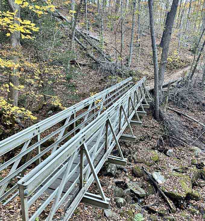 Modern footbridges help you cross streams without attempting any Indiana Jones-style leaps.