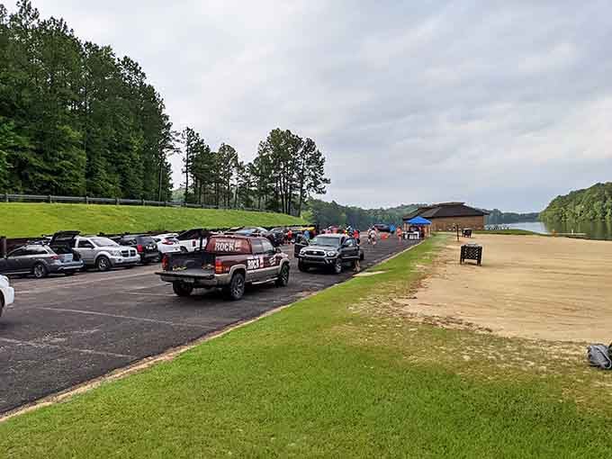 Ample parking near the lake means less hiking with coolers and more time actually enjoying the water.