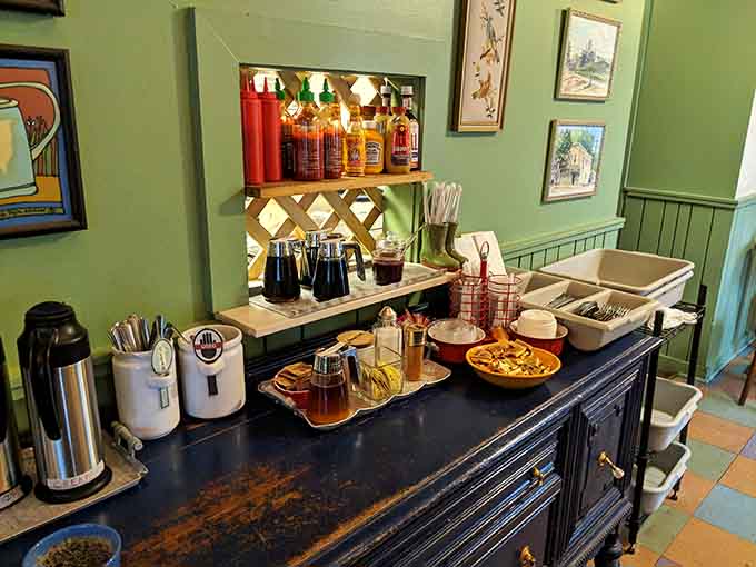 The self-serve coffee station where locals gather like it's a neighborhood watering hole, but with better morning conversation.