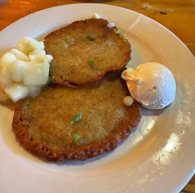 Golden potato pancakes arrive crispy-edged and ready to convert anyone who doubted the humble spud's potential.