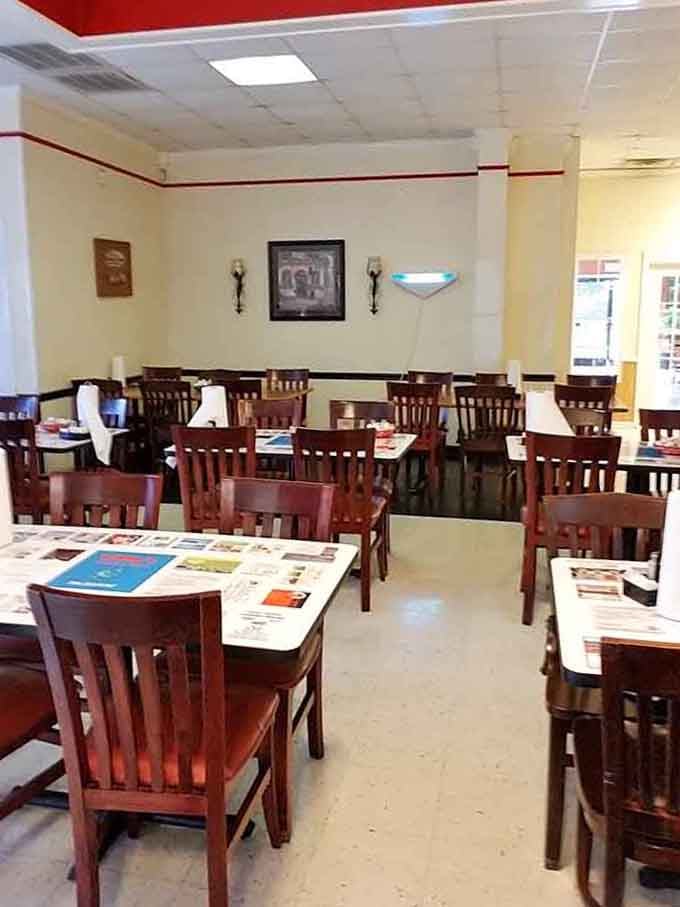 Simple wooden tables where countless memorable meals have been enjoyed, no frills needed when the food speaks volumes.
