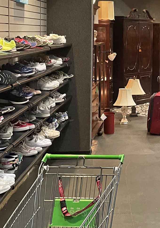 Shoes lined up like soldiers, ready to march home with you for pennies on the dollar.