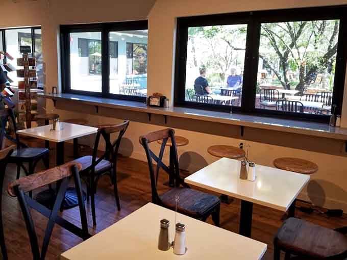 Windows overlooking the patio remind you that yes, eating outside in Phoenix can actually be quite pleasant.