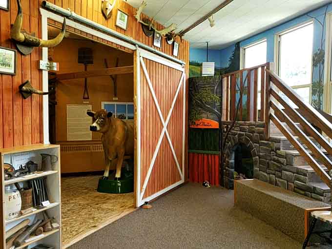 The barn exhibit brings farm life indoors, proving you don't need acres to teach kids about agriculture.