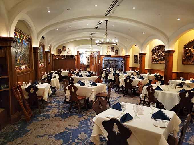 Arched ceilings and Old World elegance make you feel like royalty, even in your casual Friday outfit.