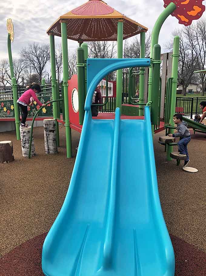 Multiple slides at different heights let kids choose their own adventure level without feeling left out or overwhelmed.