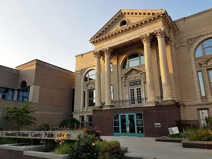 The public library's grand entrance suggests books still matter, even in our everyone-staring-at-phones world we inhabit daily.