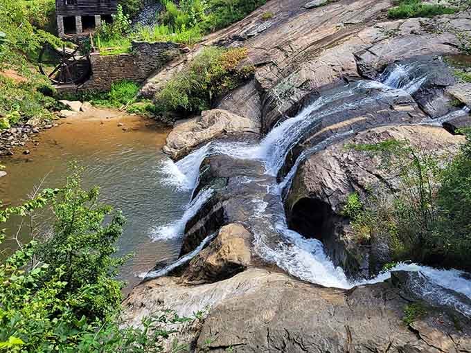 Multiple cascades create a symphony of rushing water that no playlist could ever hope to match perfectly.