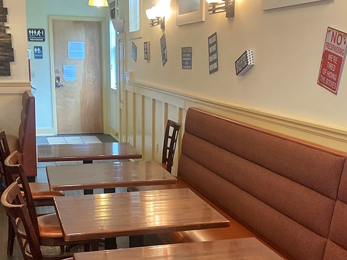 Comfortable seating arrangements invite you to settle in and savor rather than rush through this delicious midday escape.
