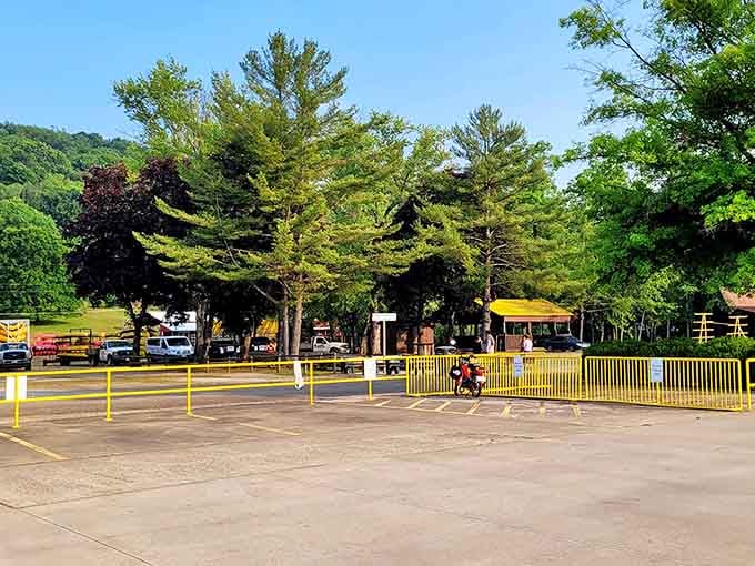 The parking area where your regular life ends and your river adventure officially begins in earnest.