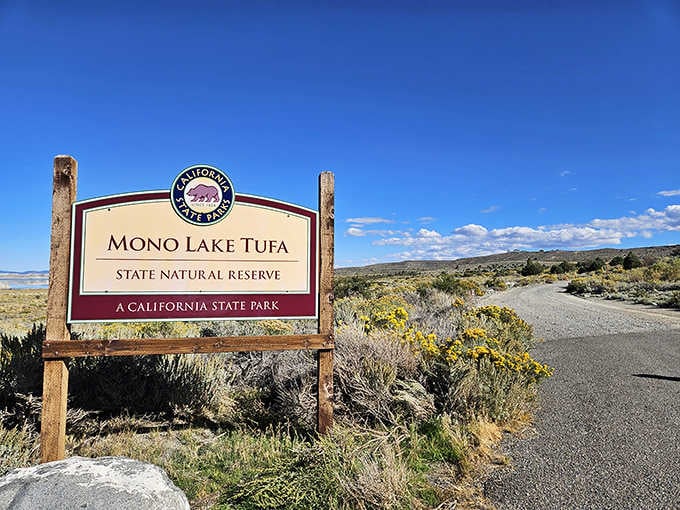 This official welcome sign marks the entrance to one of California's most underrated natural wonders.