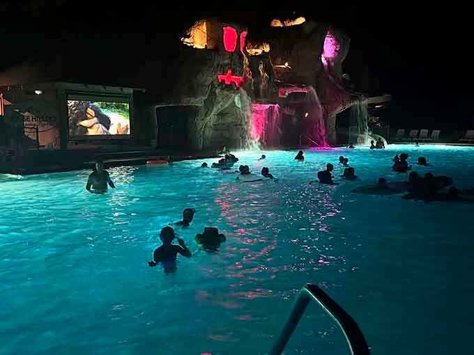 Movie nights by the pool combine two perfect summer activities into one unforgettable experience under the Adirondack stars.
