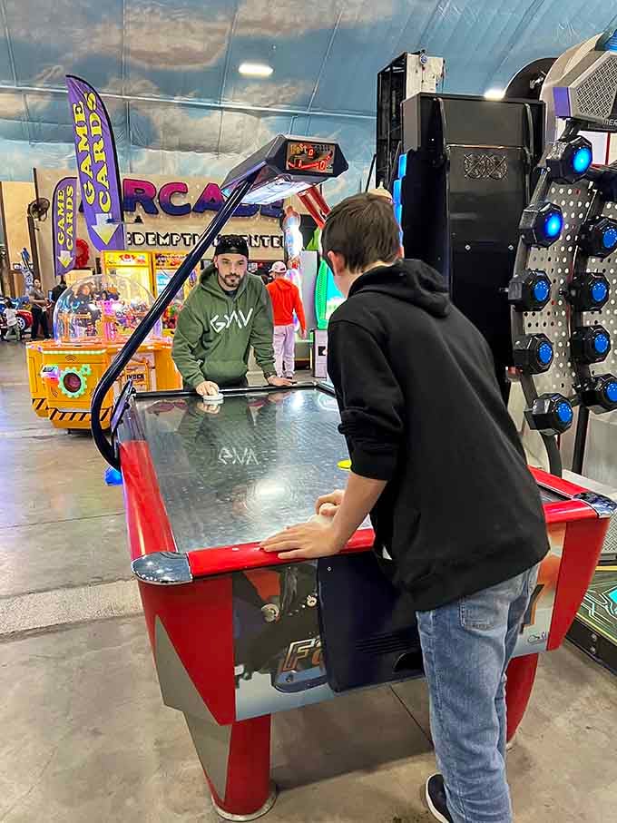 Air hockey battles where reflexes meet strategy, and trash talk is considered an essential part of gameplay.