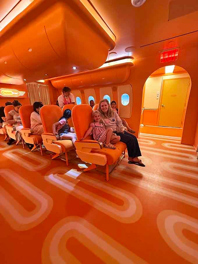 Board the Creamliner where the only turbulence comes from your excitement about unlimited ice cream tastings.