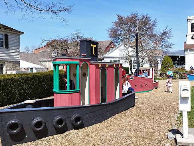 Even the playground is nautically themed because why should kids miss out on the maritime fun here?