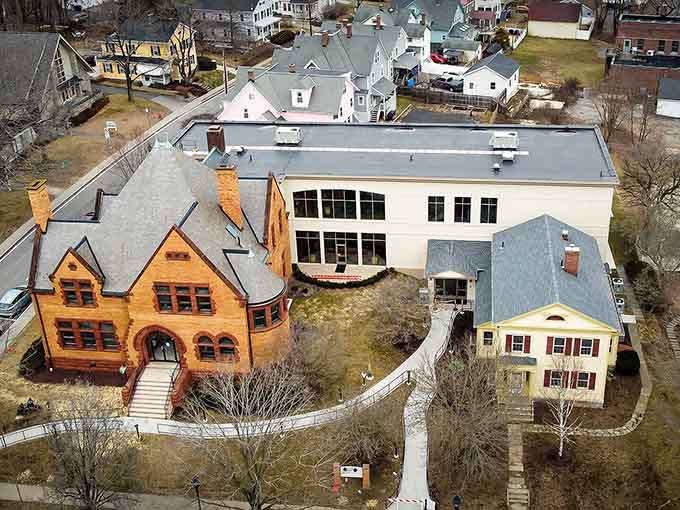 The New Milford Public Library combines historic charm with modern function, like your smartphone in a leather case.