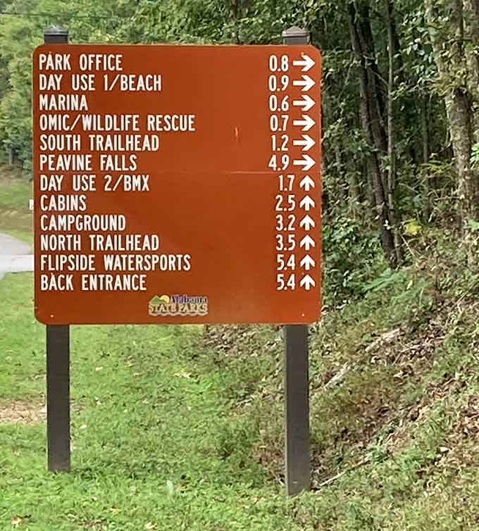 The park directory lists everything from beaches to BMX tracks, proving this place takes recreational variety seriously indeed.