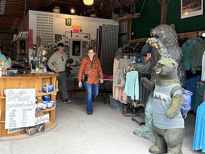 The gift shop interior promises bear-themed treasures and souvenirs to commemorate your wild Upper Peninsula adventure perfectly.