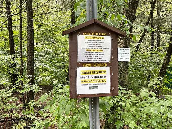 These bright yellow warnings mean business, because permits aren't suggestions when protecting fragile ecosystems is involved.