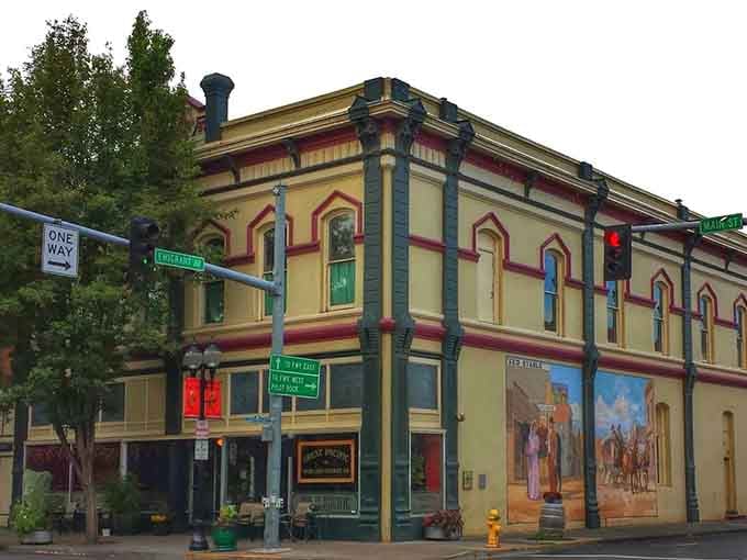 Masonic Temple's ornate Victorian details remind you that Pendleton's founders built with pride and permanence in mind.