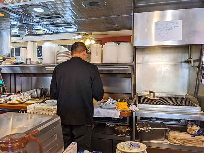 Kitchen efficiency in action, where breakfast dreams transform into delicious reality before your very eyes.