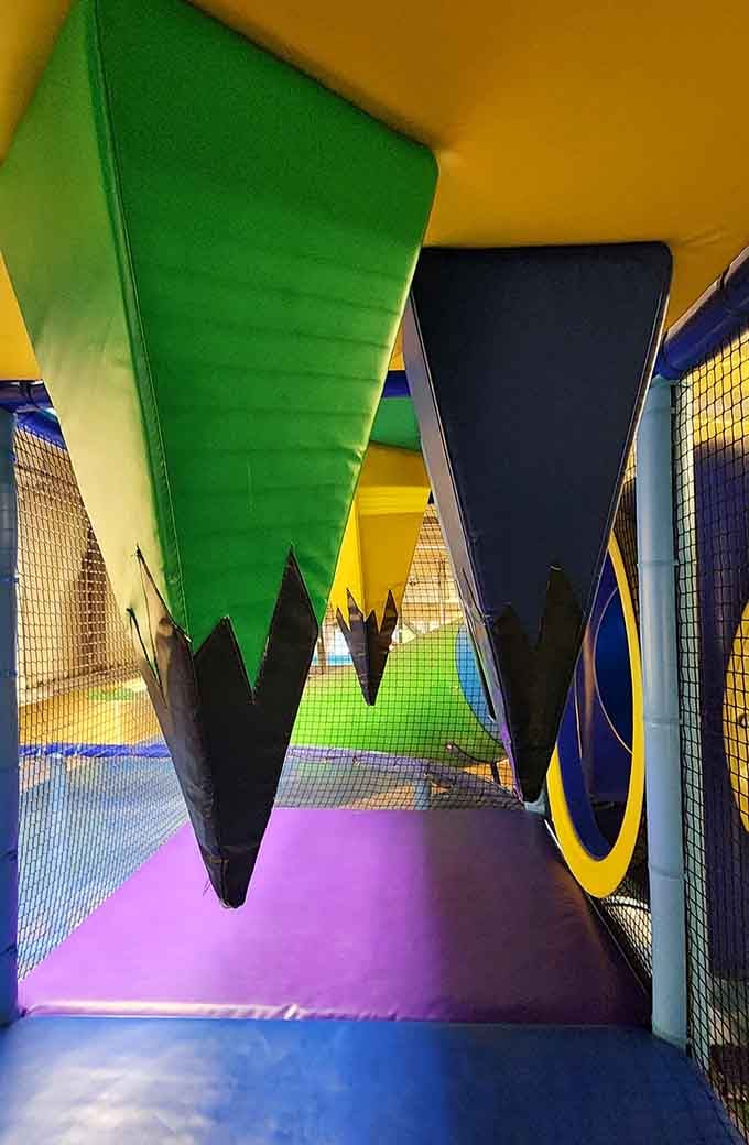 Foam triangles hang like shark teeth, adding just enough drama without the actual danger of ocean predators lurking.