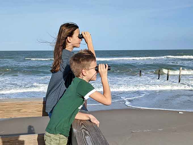 Young explorers scan the horizon for dolphins, rockets, or whatever adventure the ocean might reveal next.