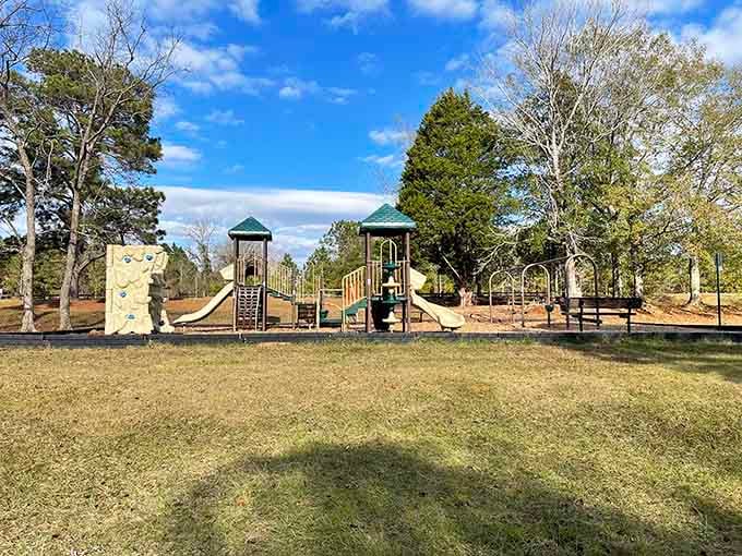The playground ensures younger explorers can burn energy before tackling those canyon trails with the family.