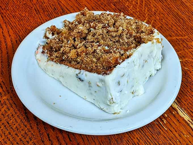 Save room for dessert because that cake looks like it could solve most of life's problems.