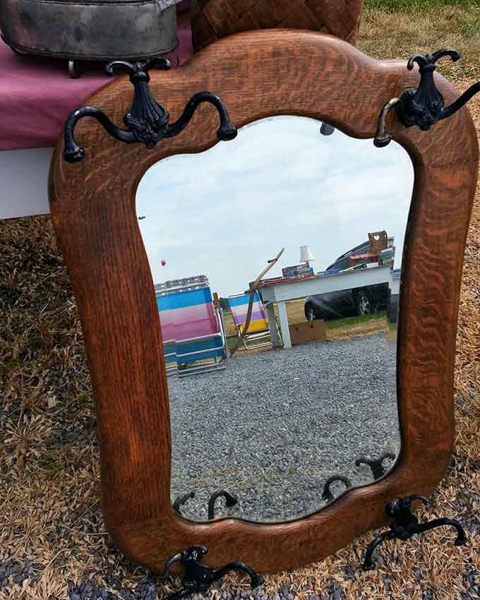 An antique mirror with character that modern furniture stores could never replicate, no matter how hard they tried.