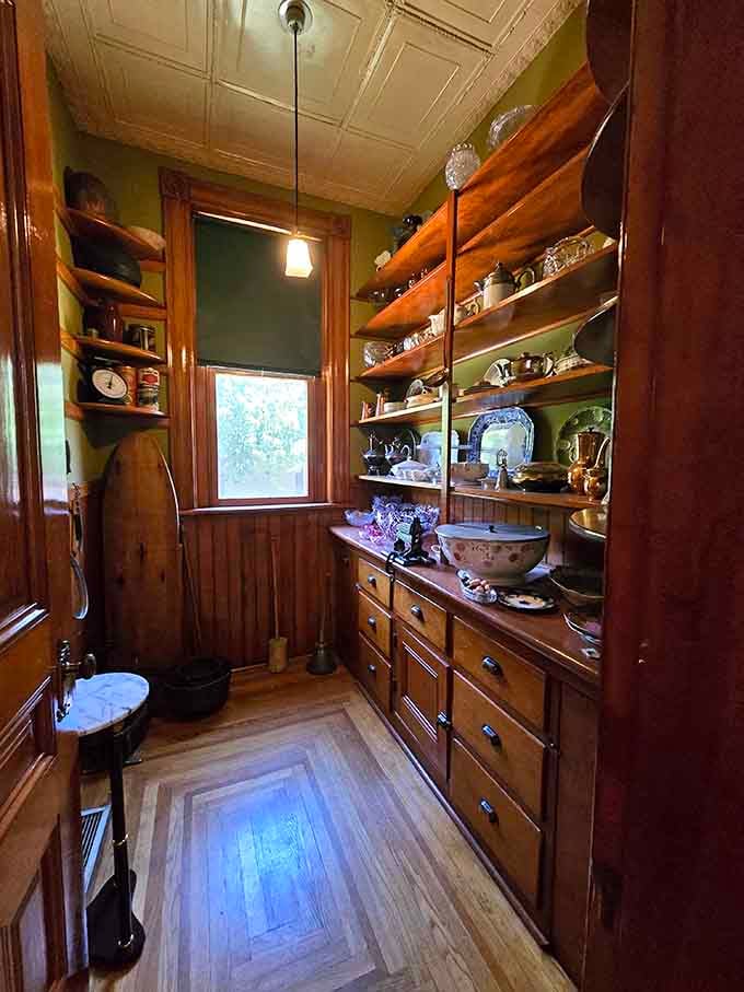 This pantry held everything needed to run a proper Victorian household, organized with impressive efficiency and care.