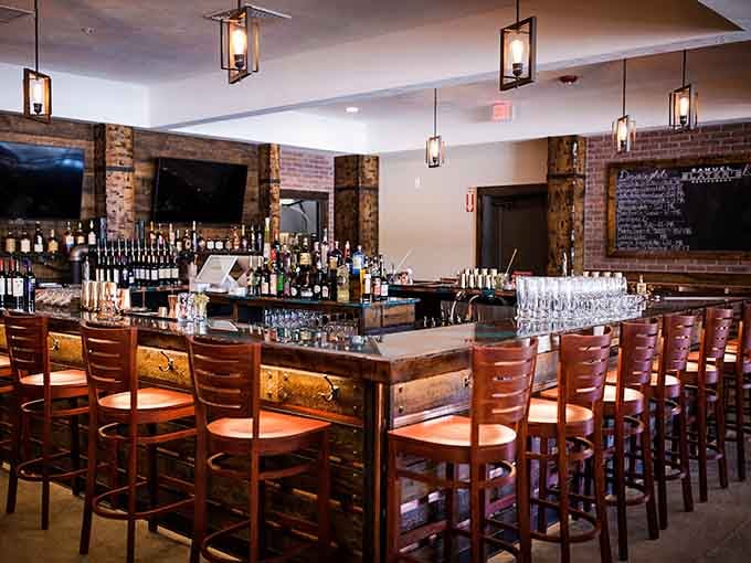 The bar area invites you to settle in, order something cold, and watch the lake work its magic.