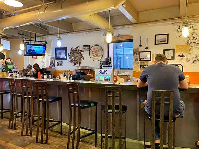Counter seating with a view of the action, where you can watch breakfast magic happen while chatting with fellow food enthusiasts.