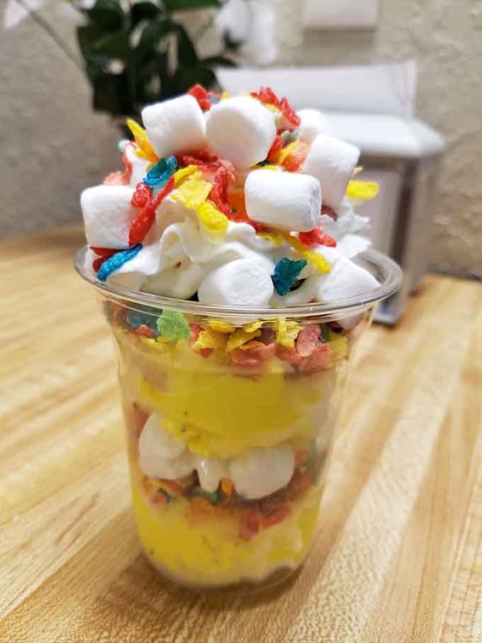 The Unicorn Carnival Sundae delivers exactly what its name promises, minus the actual unicorn but plus edible magic.