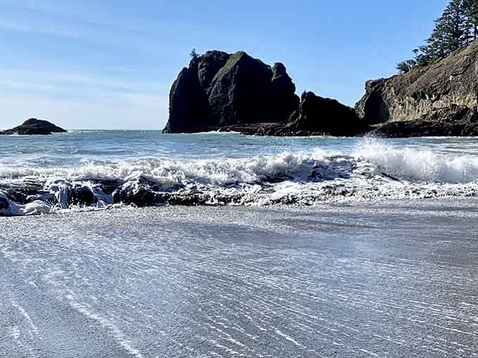 Waves roll in with that hypnotic rhythm that makes you forget every worry you brought with you.