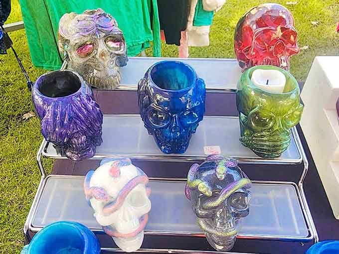 Skull candle holders prove that quirky home decor knows no boundaries at this eclectic Minnesota marketplace.