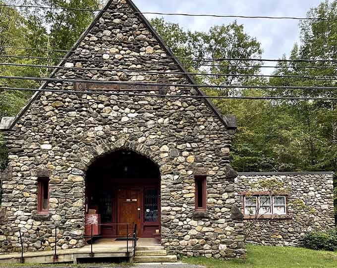 Stone library looking like something from a fairy tale, proving books deserve beautiful homes too.